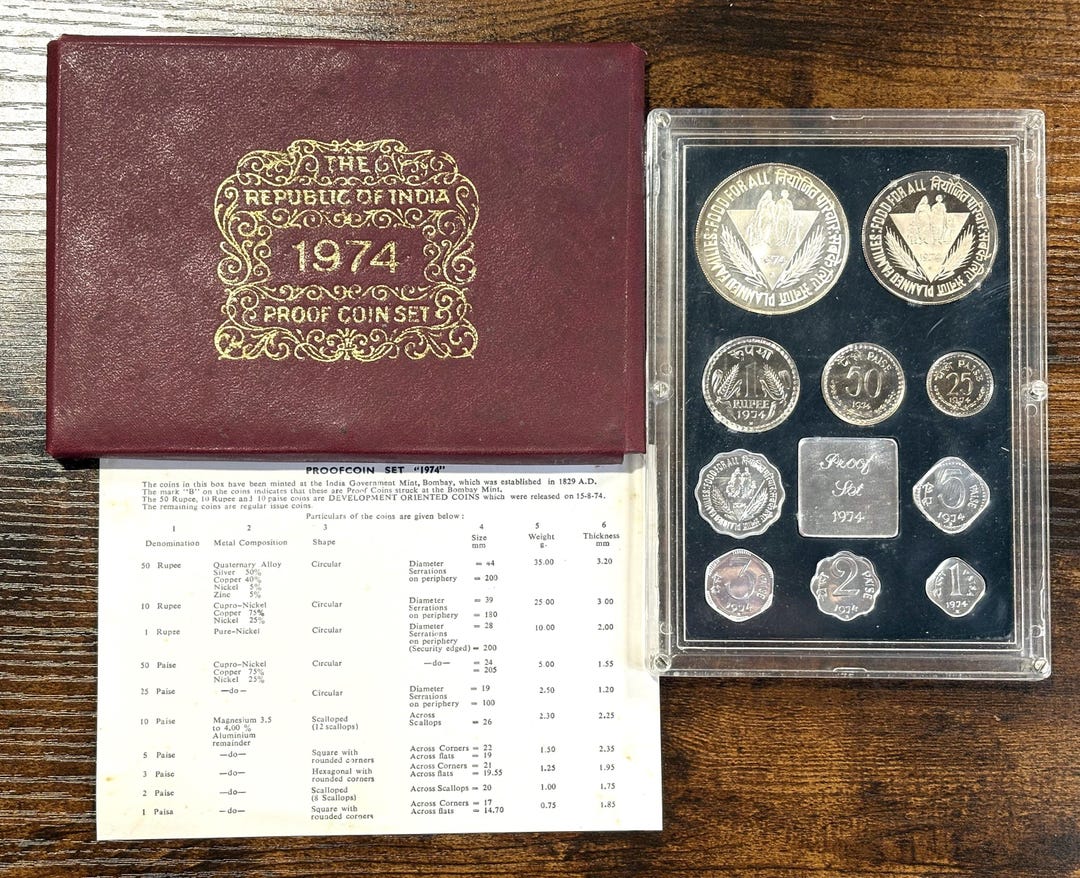 1974 Republic of India Proof Coin Set - Proof Coin Set 1974 India ...