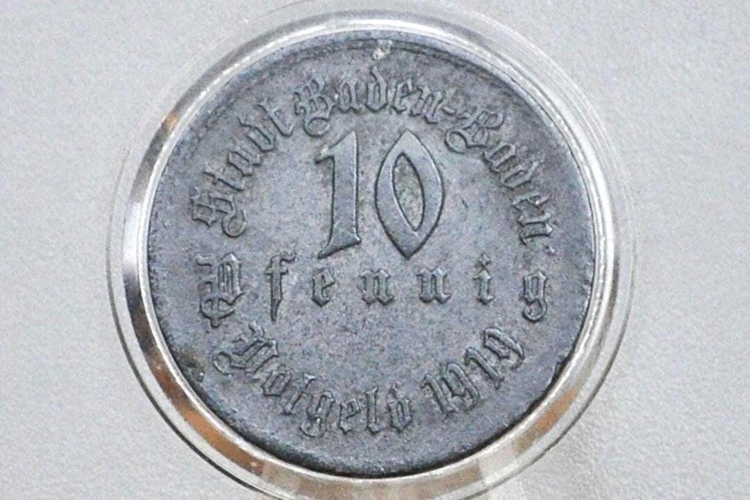 Rare 1919 Stadt-baden-baden Prussian Rhine 10 Pfennig - Great Condition ...