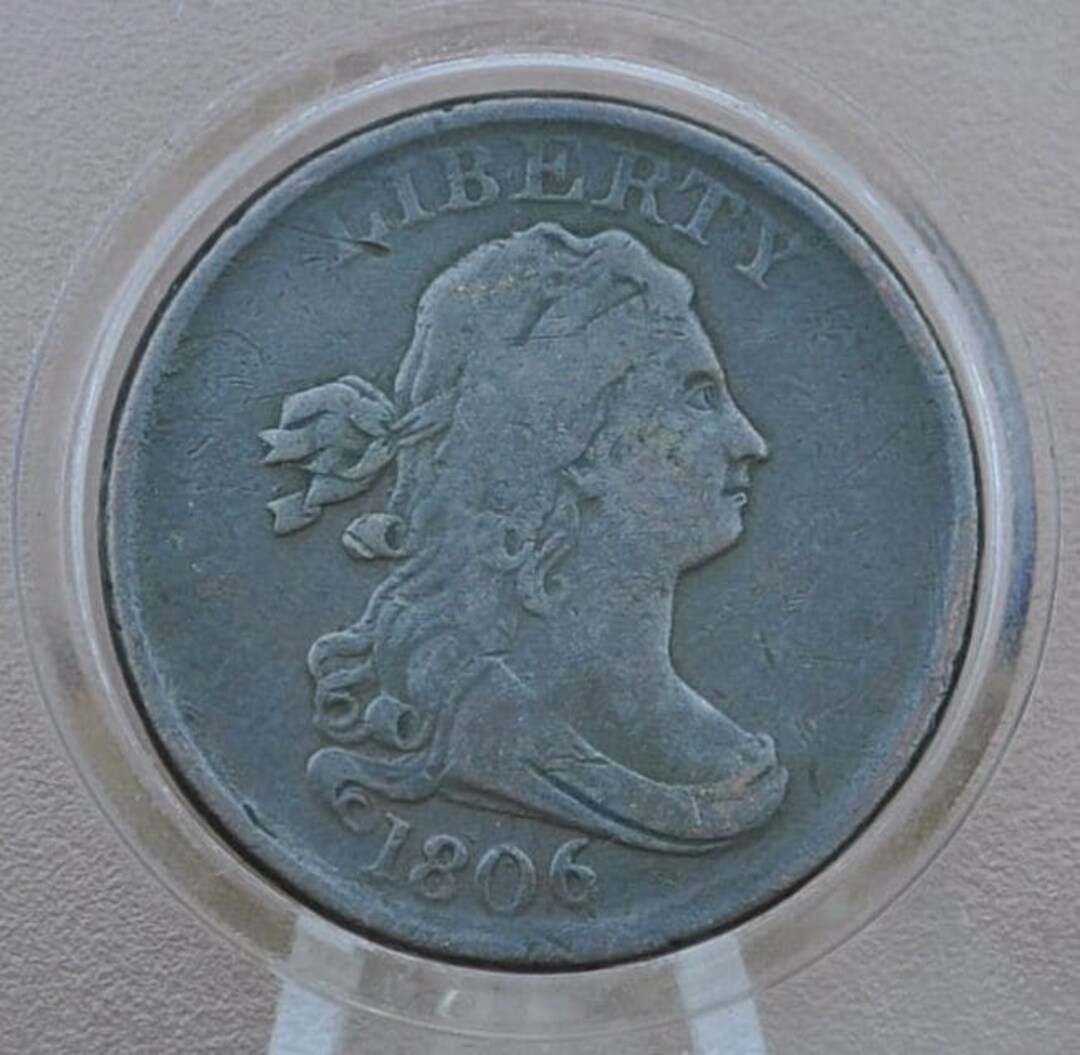 1806 Half Cent Small 6 Stemless Very Fine VF20 1806 Draped Bust Half Cent Small Six No Stems ...
