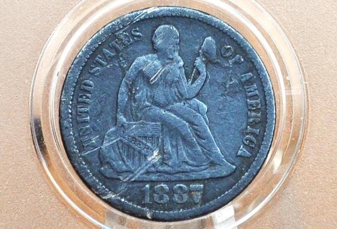 1887 Seated Liberty Dimes - VF Detail and VG+ - 1887 Silver Dime / 1887 ...
