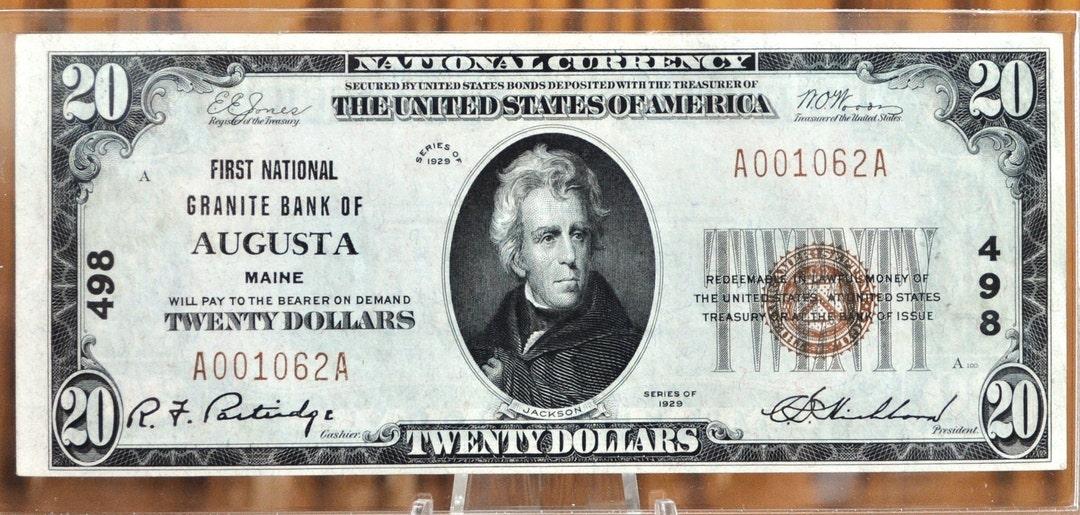 1929 20 Dollar National Bank Note Fr1802-1, S-2121 - Choice ...