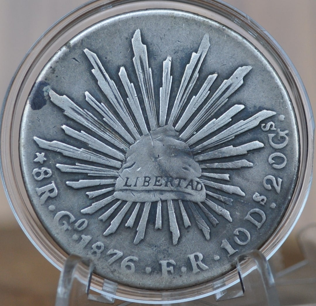 1876 Silver 8 Reales Mexico - VF/XF - Mexican Eight Reales Silver ...