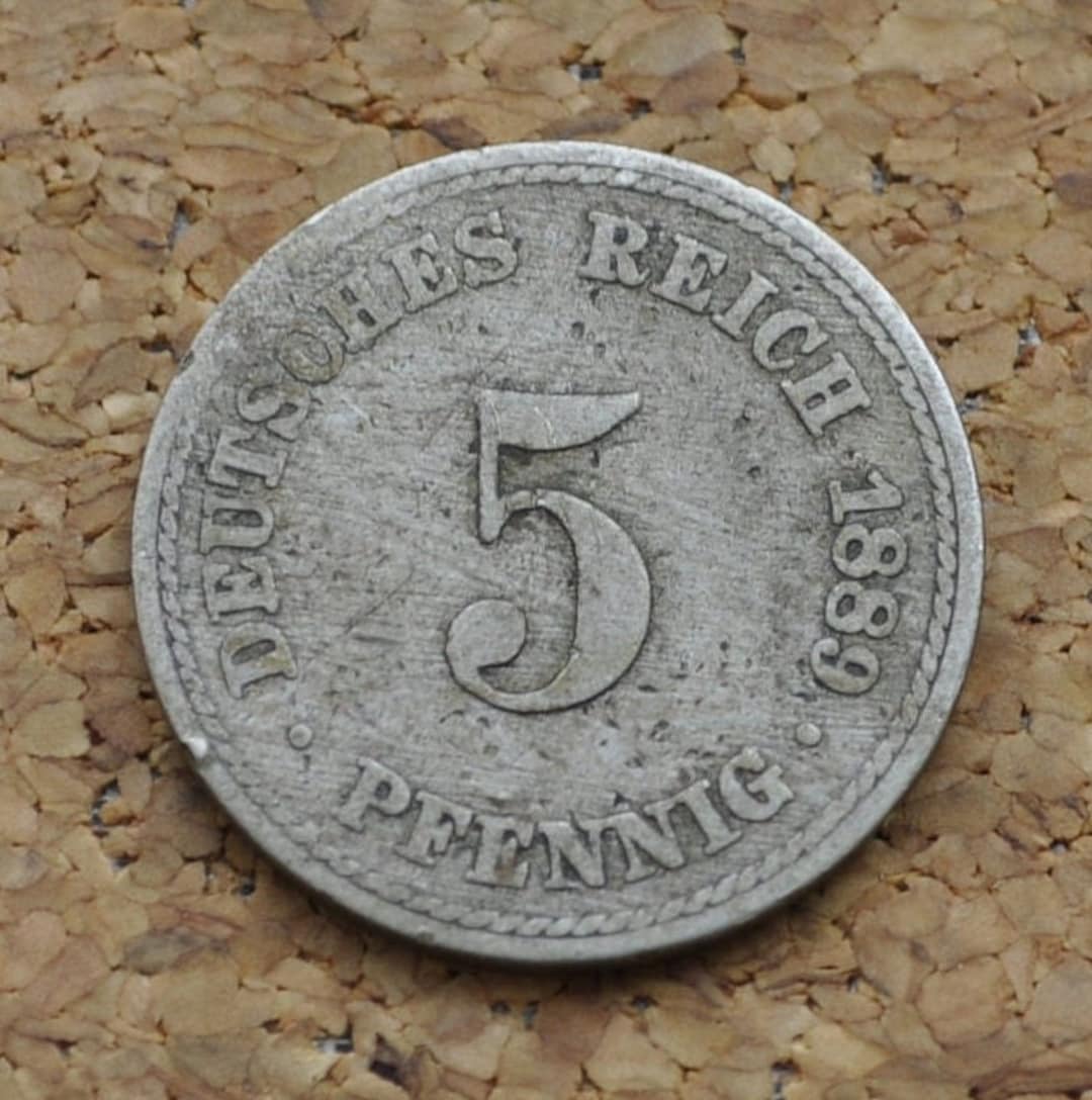 1889 German 5 Pfennig Deutsches Reich - Great Condition - Second Reich ...