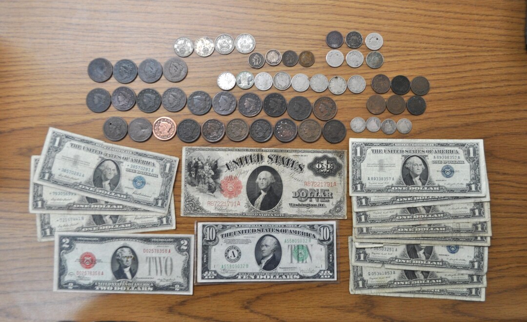 Old US Coin & Paper Currency Lot, Exact Items Photographed - Priced to ...