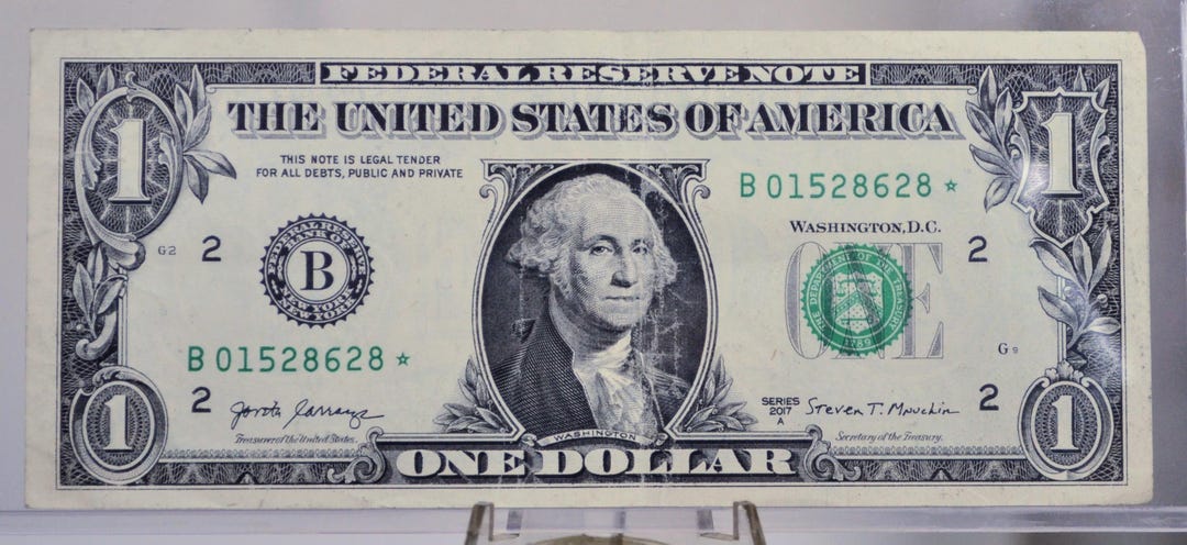 2017A 1 Dollar Federal Reserve Star Note - Extremely Fine (xf) - New ...