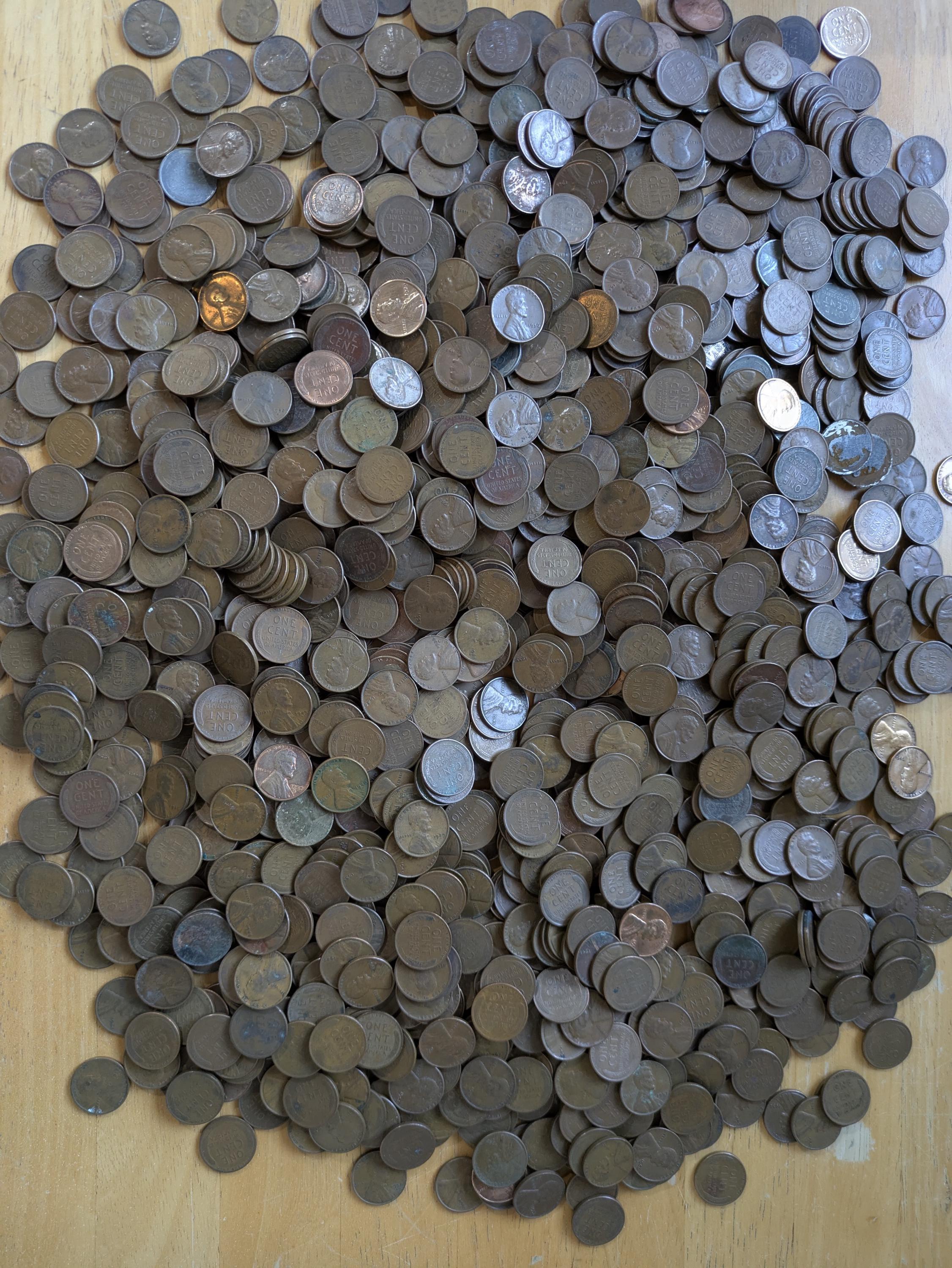 Copper Pennies by the Pound! Wheat Cents (pre-1959) -OR- Memorial Cents ...