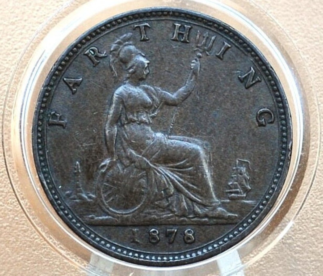 1878 Farthing Great Britain AU, Beautiful Coin UK Farthing 1878 Queen ...