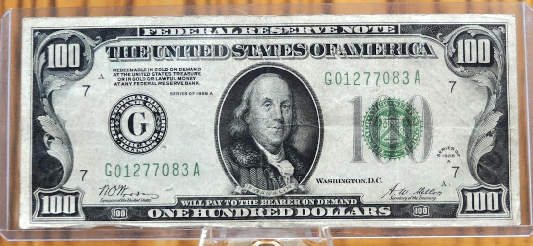 1928A Federal Reserve 100 Dollar Note - Dark Green Seal - Chicago (G ...