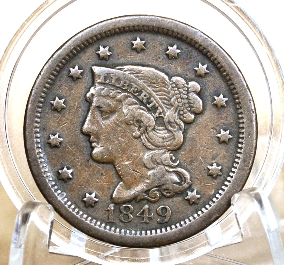 1849 Braided Hair Large Cent - Choose by Grade - 1849 Coronet Cent ...