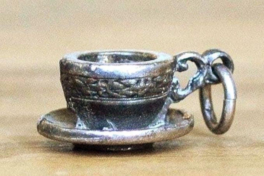 Sterling Silver Tea Cup Pendant - Tea Cup Sterling Charm - Vintage Tea ...