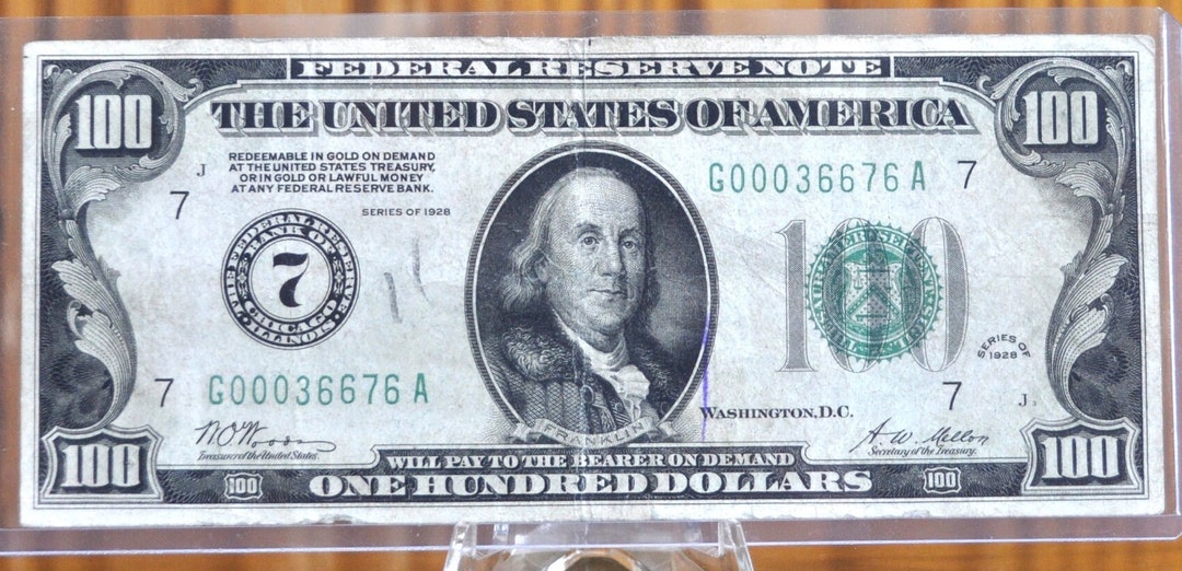 1928 100 Dollar Bill - XF (extremely Fine) Grade - Chicago - 1928 One ...
