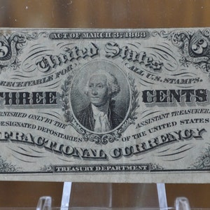 1863 3 Cent Fractional Currency - Choose by Grade / Condition - Light ...