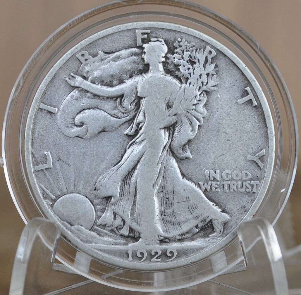 1929 D&S Walking Liberty Silver Half Dollar - D Mint 1929 Half Dollar ...