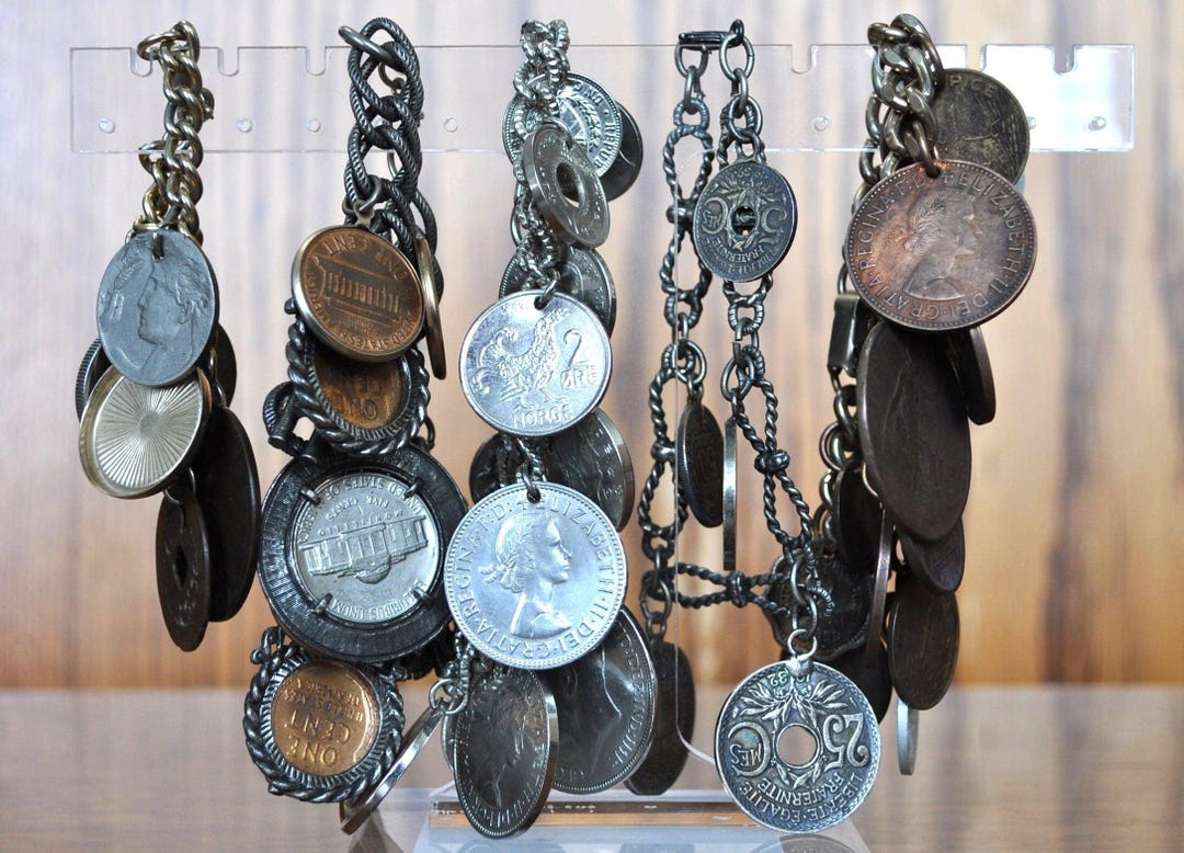 Vintage Coin Bracelets! Bracelet Coin Charms, Travel Charm Bracelet ...