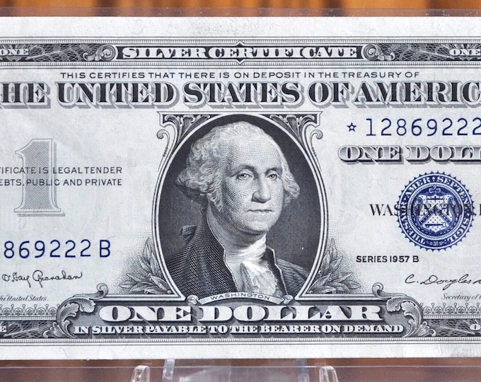 1957 * Star Note One Dollar Silver Certificate Blue Seal VG / Fine Circ ...