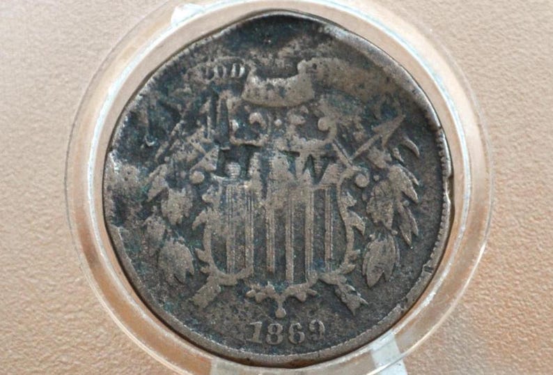 1869 Two Cent US Coin - Choose by Grade / Condition - Civil War Era - 2 ...