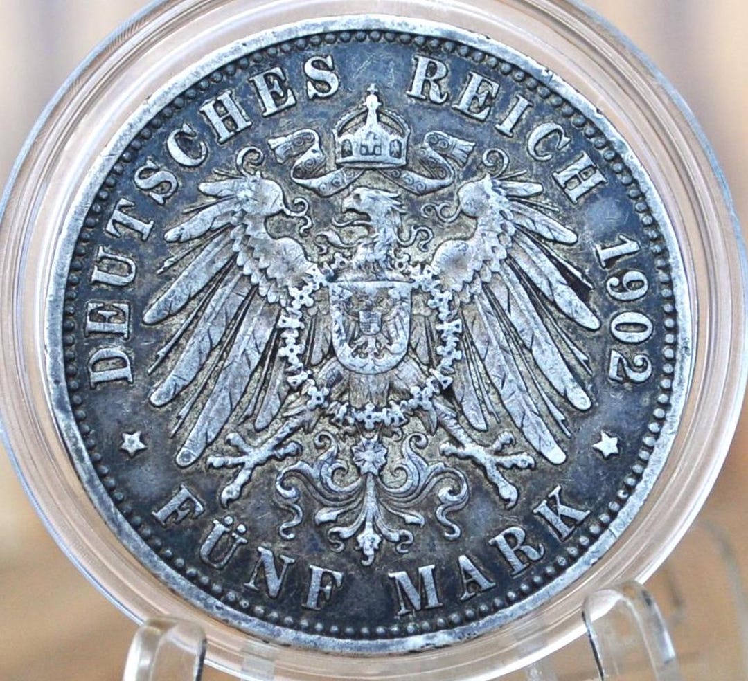 1902 German States 5 Mark Prussia Silver - AU (about Uncirculated ...
