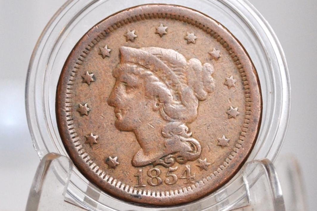 1854 Braided Hair Large Cent - Choose by Coin / Grade - 1854 Coronet ...