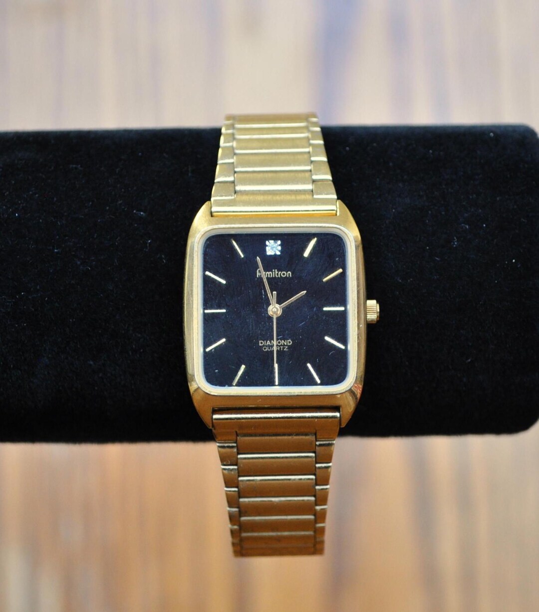Vintage Armitron Gold-toned Diamond Quartz Tank Watch - Unisex Vintage ...