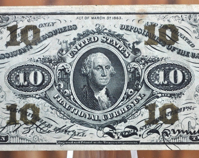 Authentic 1863 10 Cent Fractional Note Fr#1257 / 1863 Fractional ...