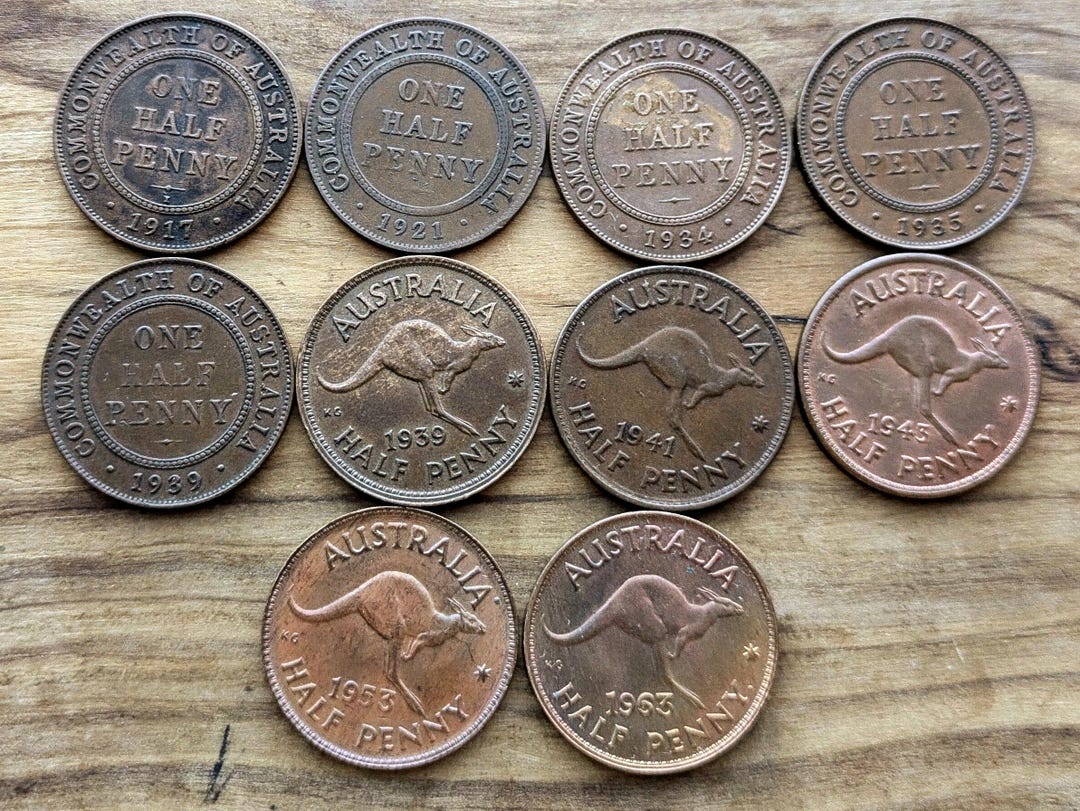 Australia One Half Pennies - Great Condition / Detail - Choose by Date ...