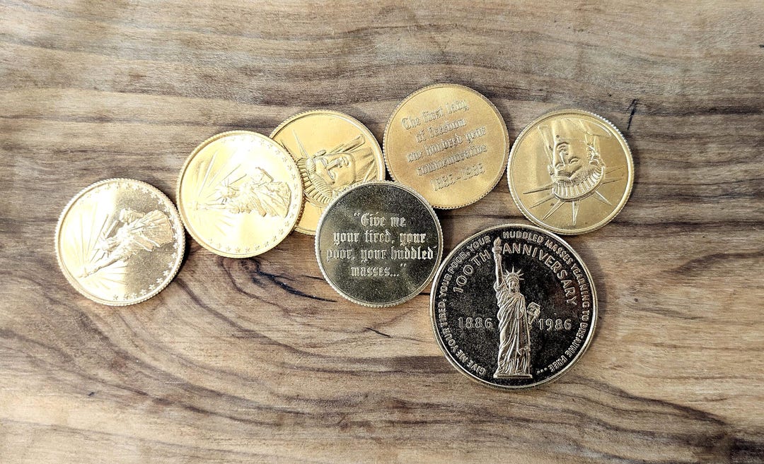 Lady Liberty 100th Anniversary Lot of 7 Tokens - Seven Lady Liberty ...