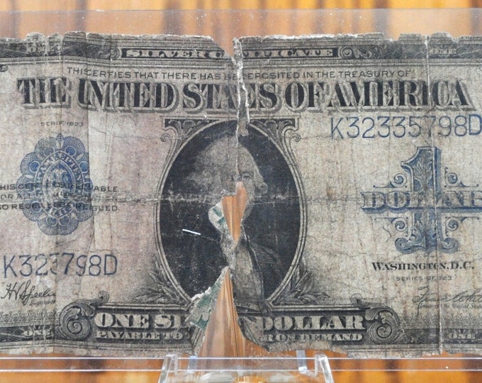 1923 Silver Certificate Large Note 1 Dollar Bill - Cull Grade / Torn ...