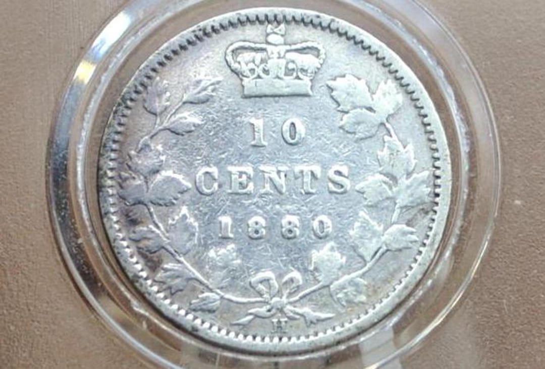 1880 Canadian Ten Cent - F (fine) Grade / Condition - Obverse #2 10 ...