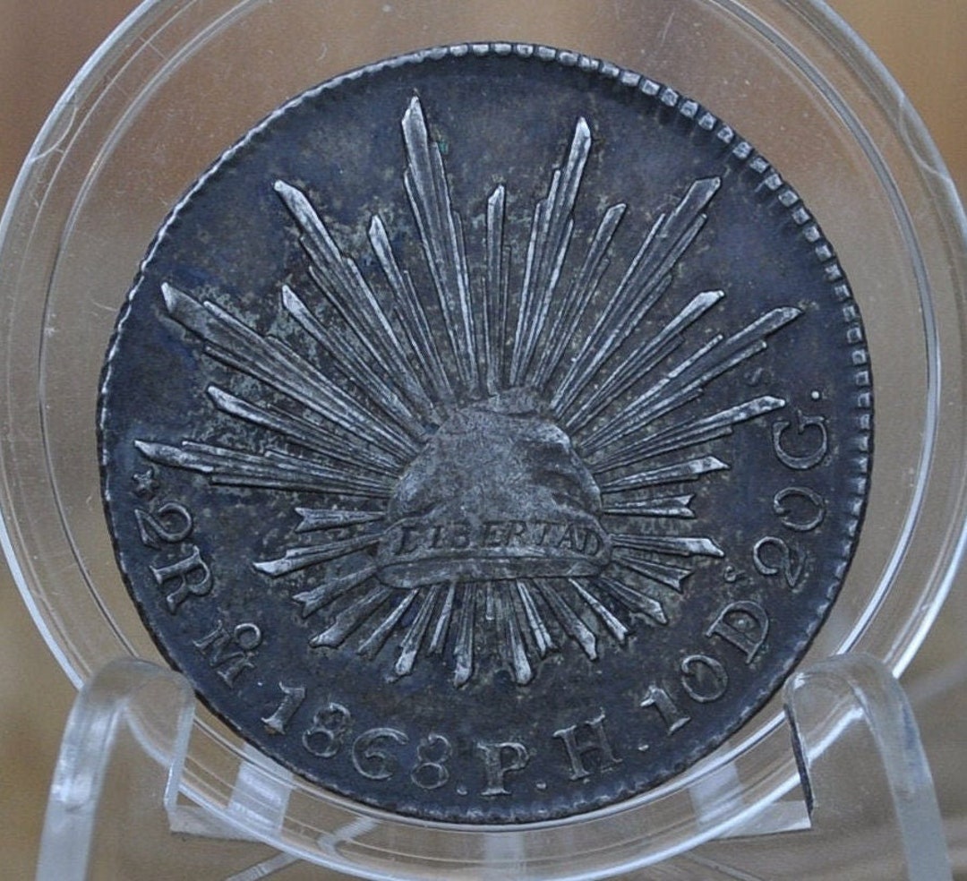 1868 Silver 2 Reales Mo Ph Mexico Xf extremely Fine Grade / Condition ...