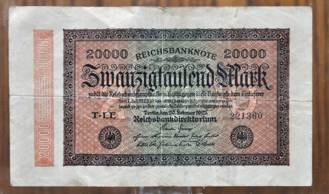 1923 20,000 Mark German Paper Note Reichsbanknote Great Condition WWI ...
