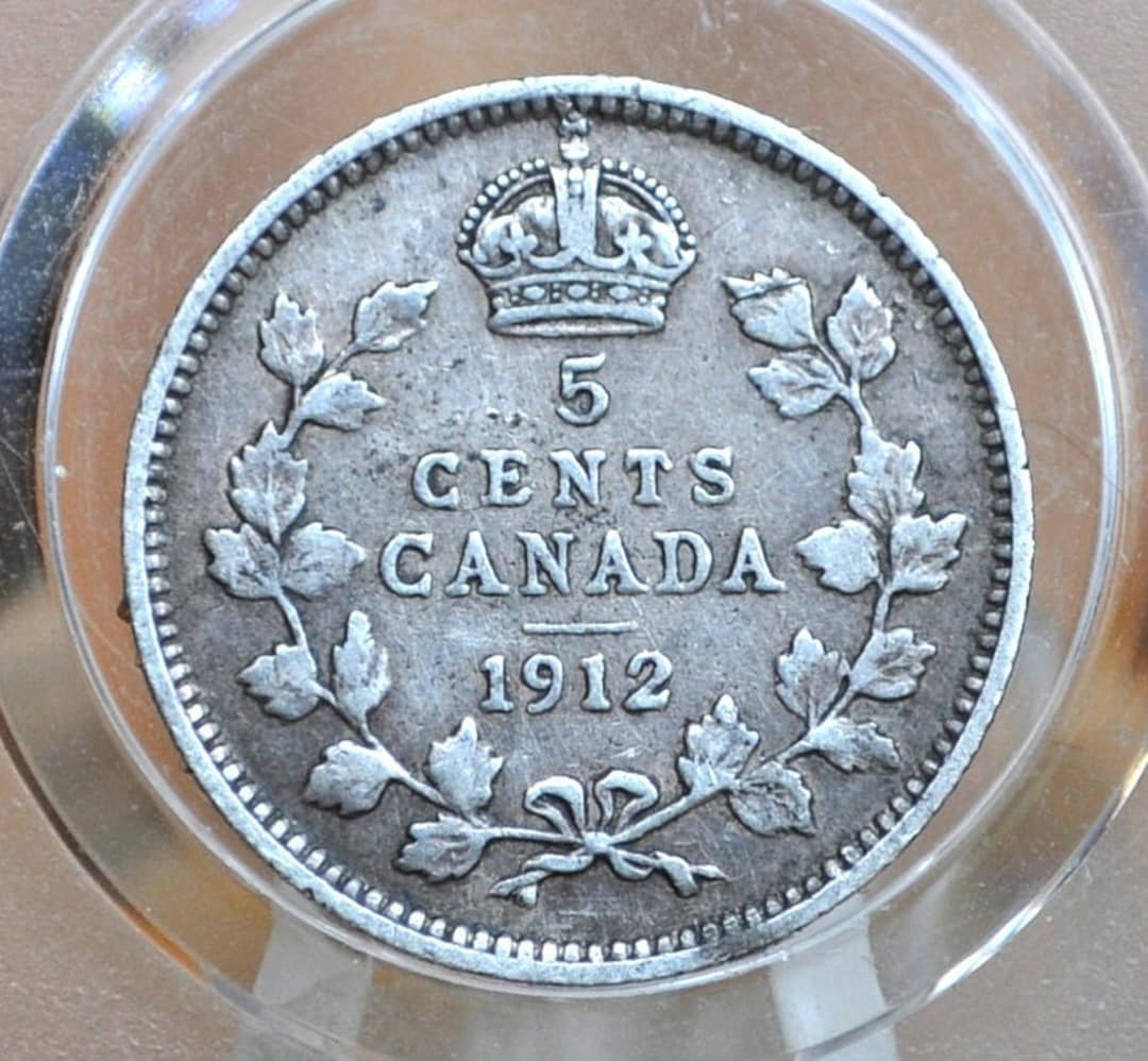 1912 Canadian Silver 5 Cent Coin - XF (extremely Fine) Condition - King ...