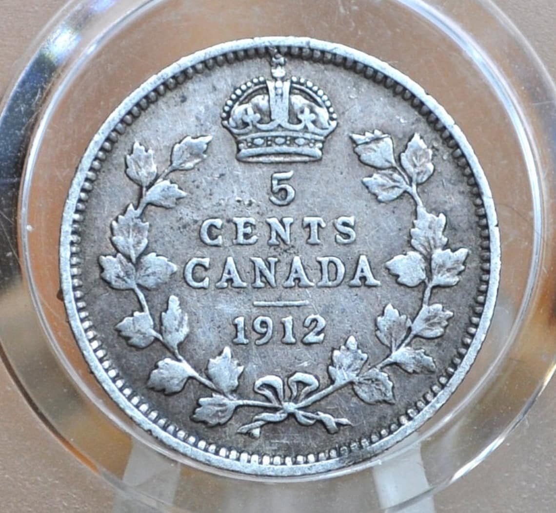 1912 Canadian Silver 5 Cent Coin - XF (extremely Fine) Condition - King ...