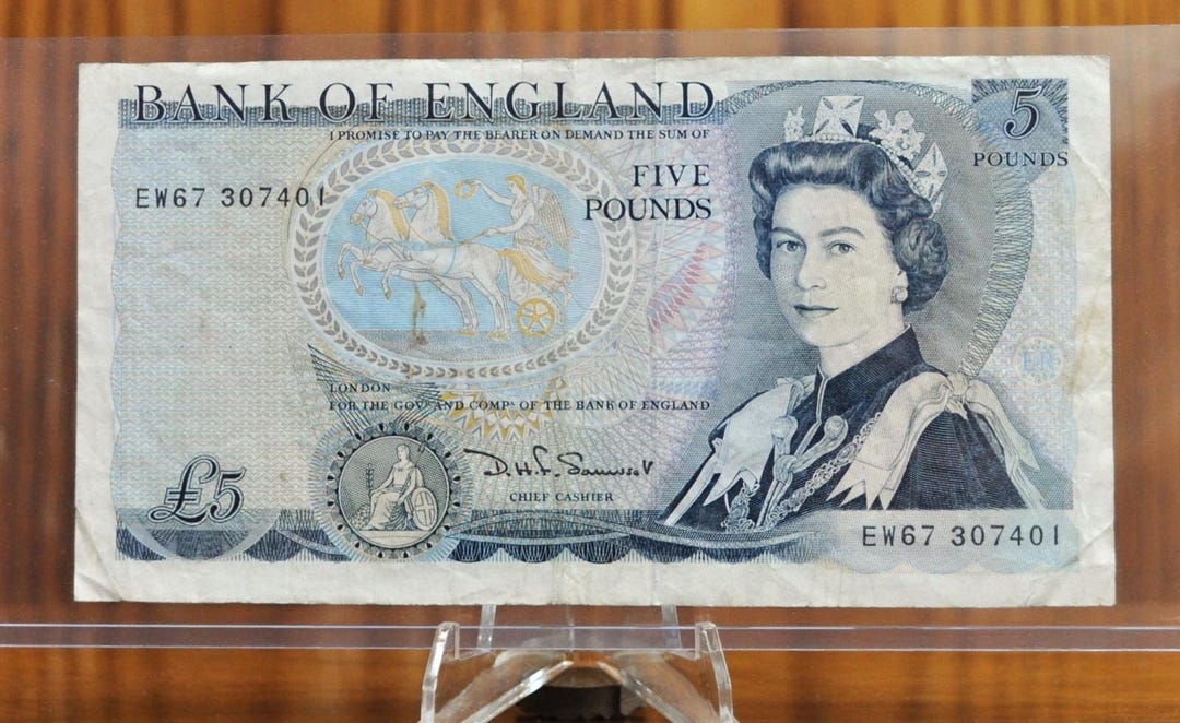 1987-88 Bank of England 5 Pound Note - Somerset Signature, Wide ...