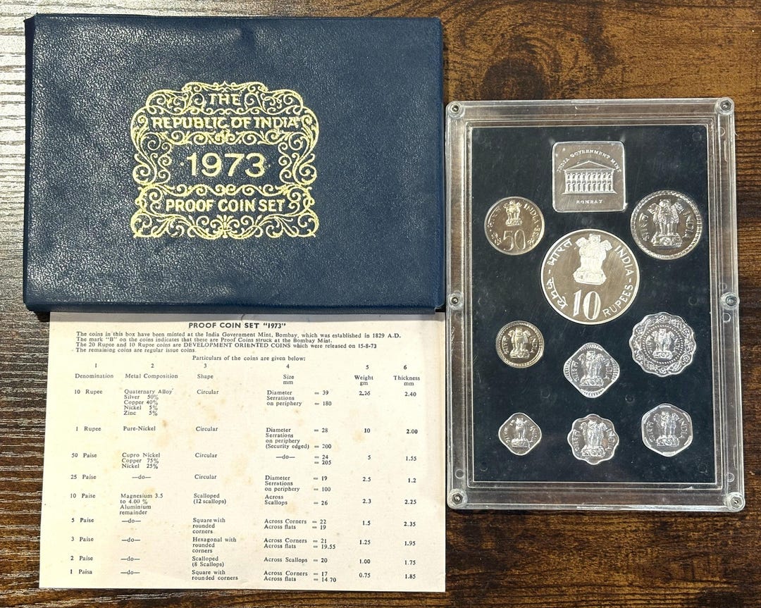 1973 Republic of India Proof Coin Set - Proof Coin Set 1973 India ...