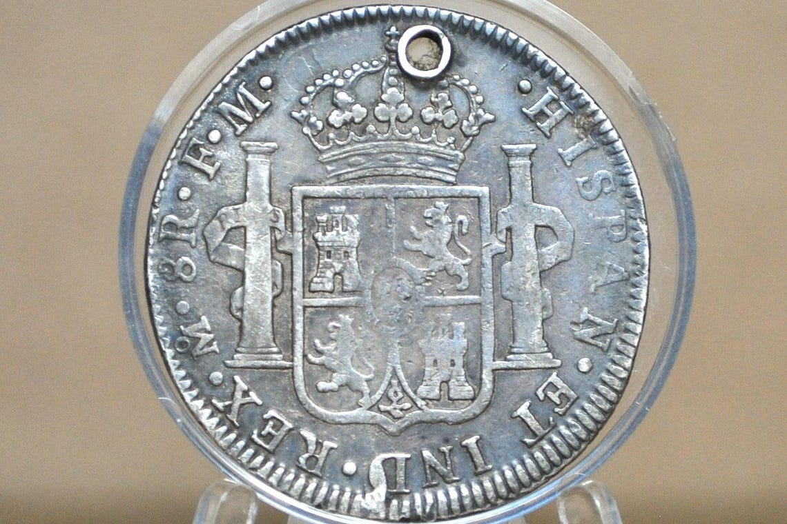 1798 Spanish 8 Reales - XF, Holed - Spanish Silver Colonial Era Coin ...