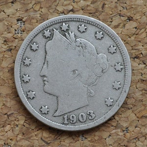 1903 V Nickel - Choose by Grade - 1903 Liberty Head Nickel - Barber Design - Vintage US Coin ...