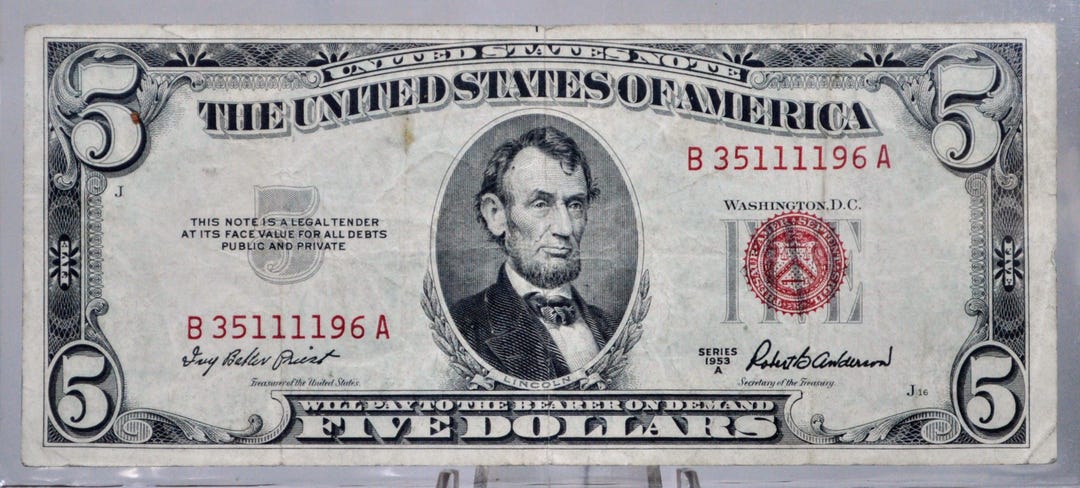 1953A 5 Dollar Fancy Quad Repeating Serial Number - 35111196 - 1953-A ...