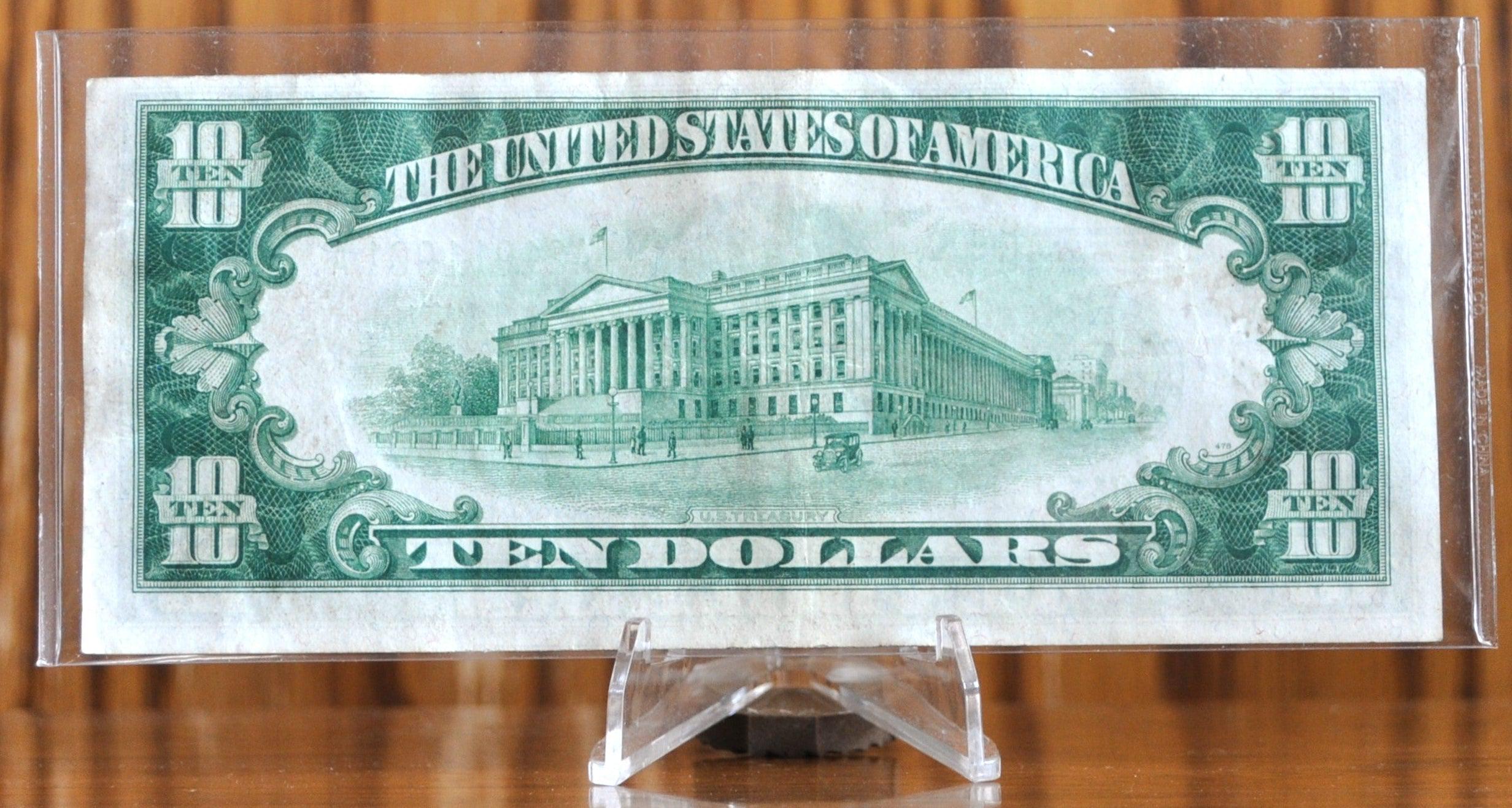 1934 Federal Reserve 10 Dollar Note - Light Green Seal (lgs) - Almost ...