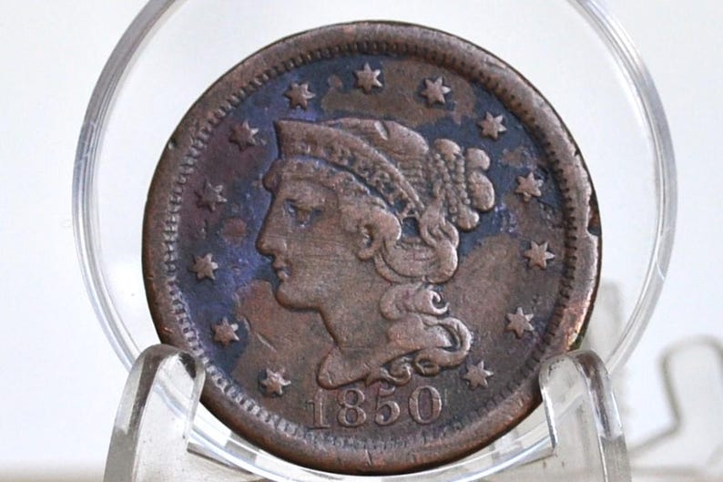 1850 Braided Hair Large Cent - VF (very Fine) Grade / Condition - 1850 ...