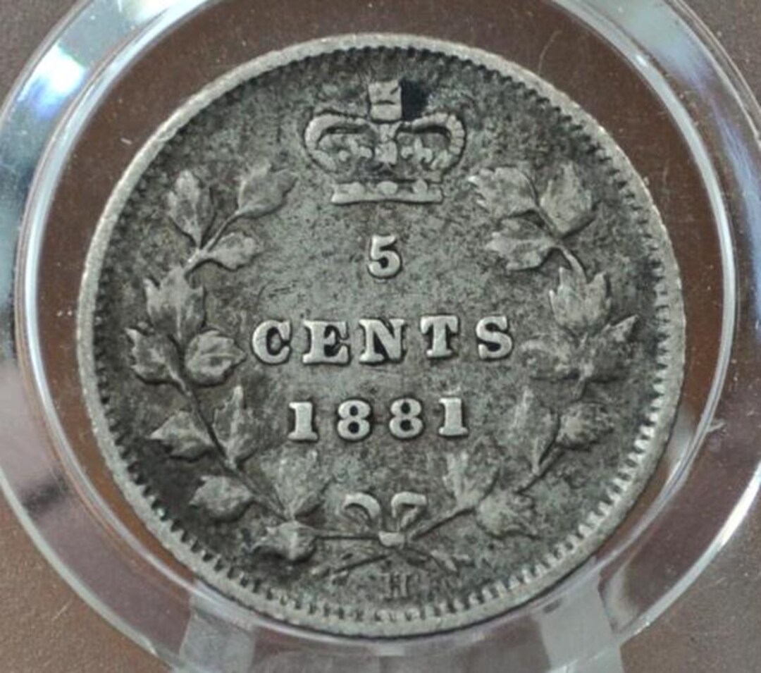1881 Canadian Silver 5 Cent Coin - VF (very Fine) - Queen Victoria - Canada 5 Cent Sterling ...