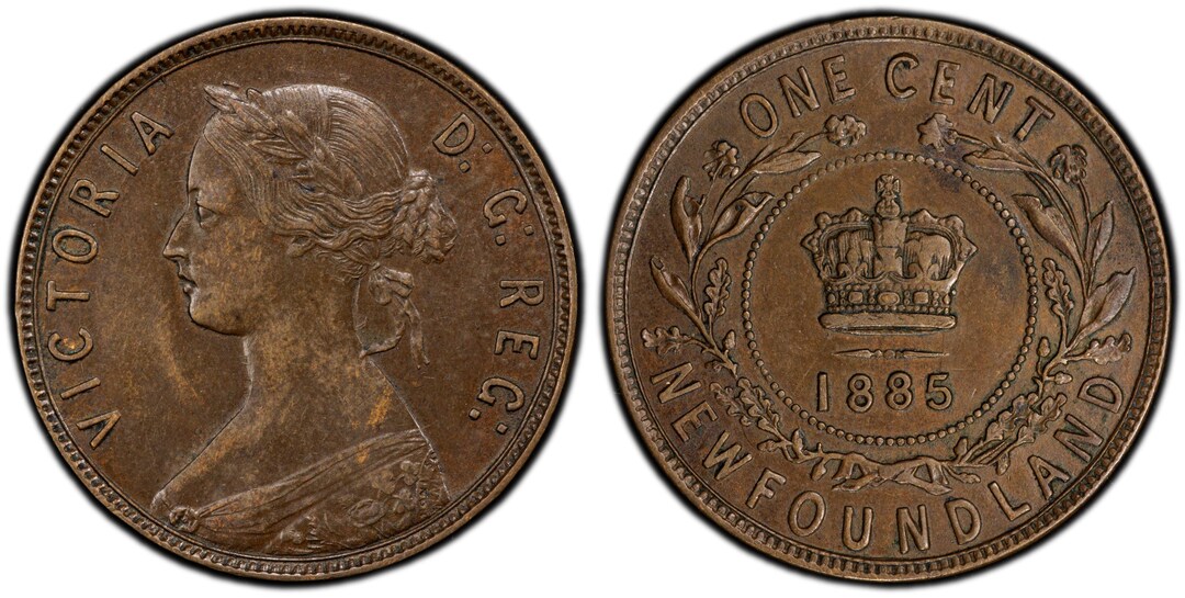 1885 Newfoundland One Cent - PCGS AU55 - Queen Victoria - One Cent ...