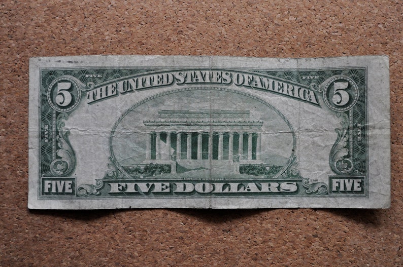 1953 Blue Seal 5 Dollar Bill 1953 Five Dollar Silver Etsy