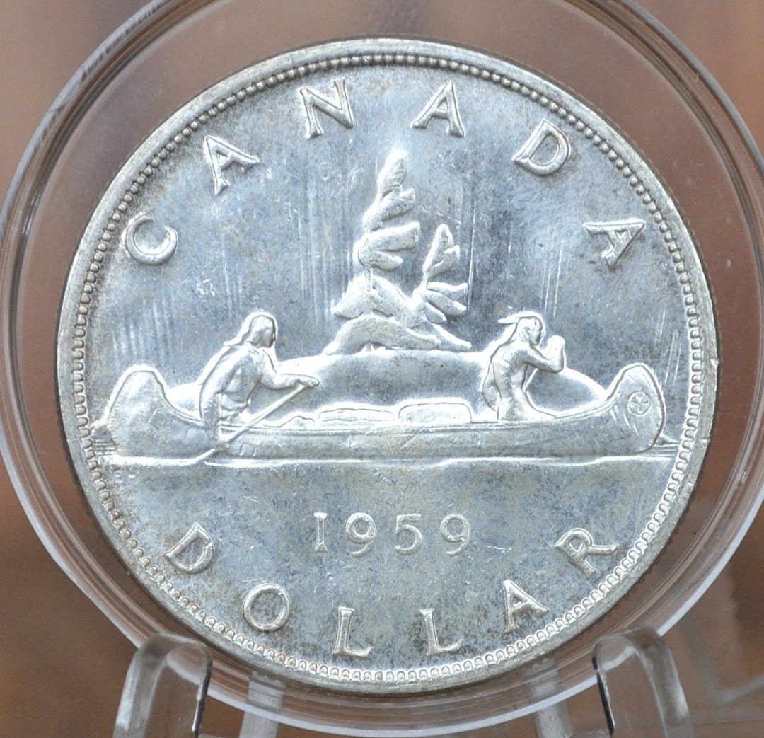 1959 Canadian Silver Dollar - Great Condition - 80% Silver - Canoe ...