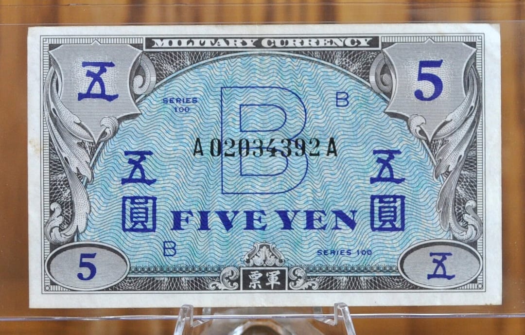1945 Allied Military 5 Yen Japan Banknotes - Allied Occupation Currency ...