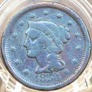 1854 Braided Hair Large Cent - Choose by Coin / Grade - 1854 Coronet Cent 1854 US Large Cent ...