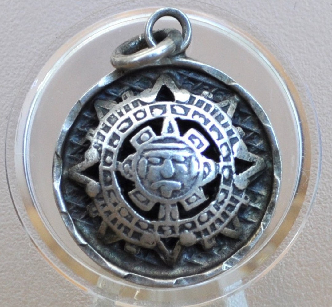 Vintage Sterling Silver Mayan Calendar Charm! Silver Bracelet Charm ...