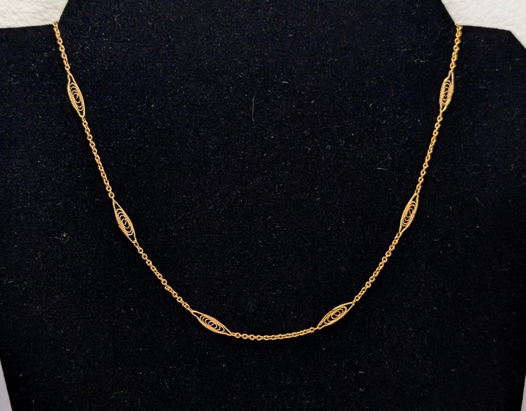 Elegant Napier Gold Toned Filigree Flat Link Chain Necklace - 24 ...