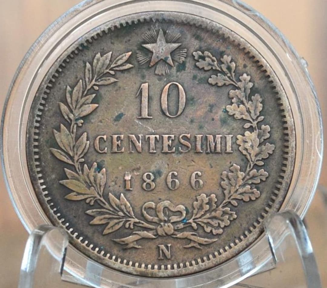 1866 Italian 10 Centesimi - Great Condition - 1866 10 Cent Coin Italy ...