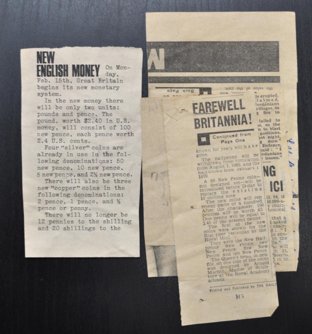 1969-71 British Decimal Day News Articles - Great Britian New Currency ...