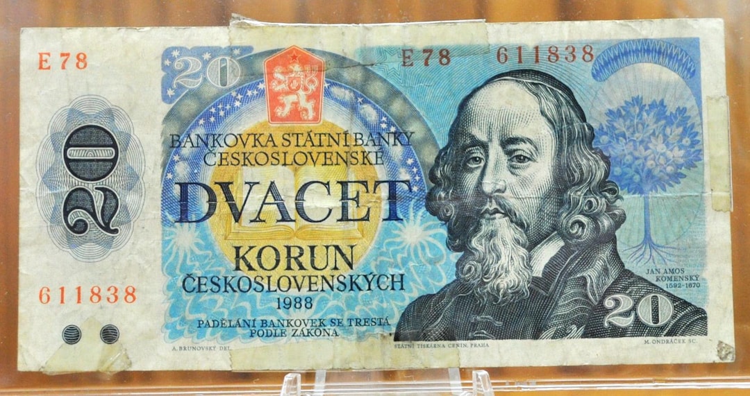 1988 20 Korun Czechoslovakia Bank Note - Komensky Type - Prefix E78 ...